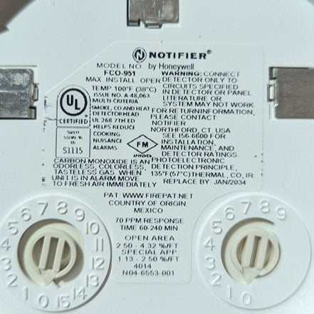 Notifier FCO-951 Multi-Criteria Fire and Carbon Monoxide Detector - The ...